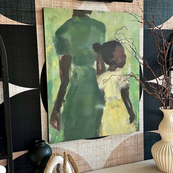 Lady in Floral Black Art Wall Poster | Black Family Print African ...