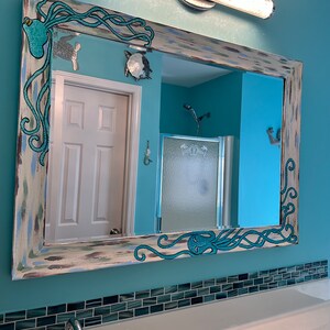 Hand Painted Turtle Mirror, Beach Turtle Mirror, Beach Decor, Beach ...