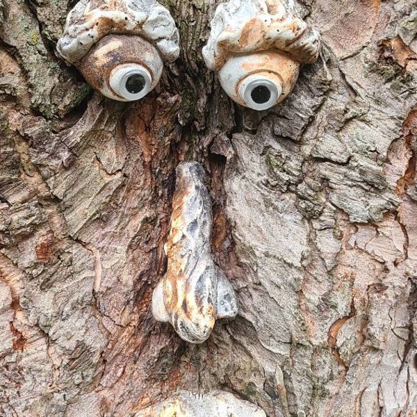 Forrest Stump Concrete Tree Face Whimsical Forest Faces Garden Decor ...