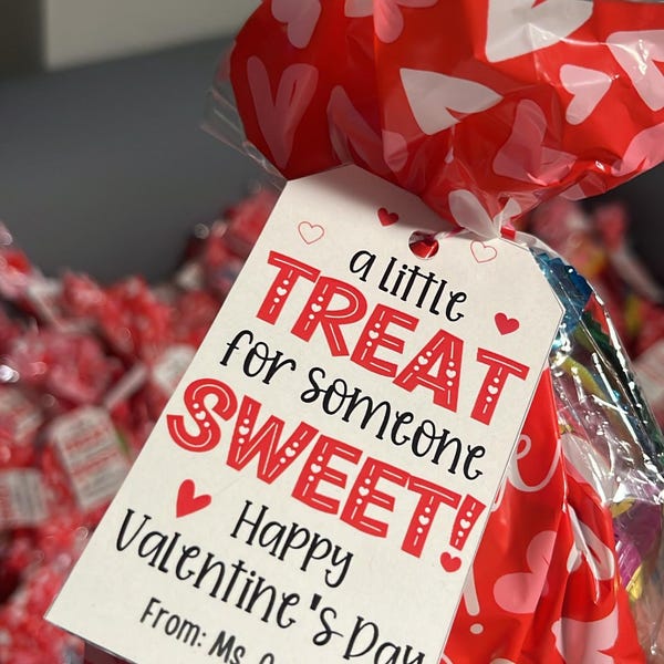 Valentine's Day Tag, Sweet Treat, Valentine Gift Label, Kids School ...