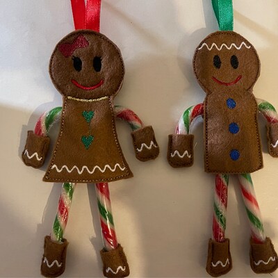 Candy Cane Gingerbread Man Embroidery Design File - Etsy