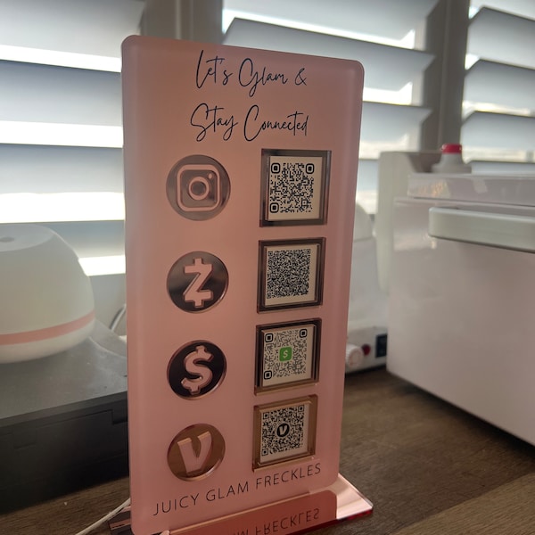 QR Code Display Sign Acrylic, 4 Codes, Quadruple Code Sign, SIZE 4.5x9 ...
