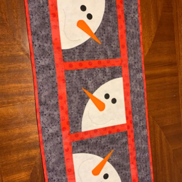Quilted Table Runner Pattern, PDF Pattern for Snowman Table Topper ...