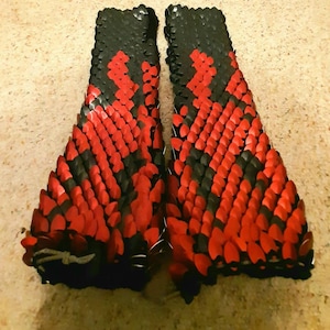 Scalemail Gauntlets Knitted Dragonhide Armor Bronze Warrior - Etsy