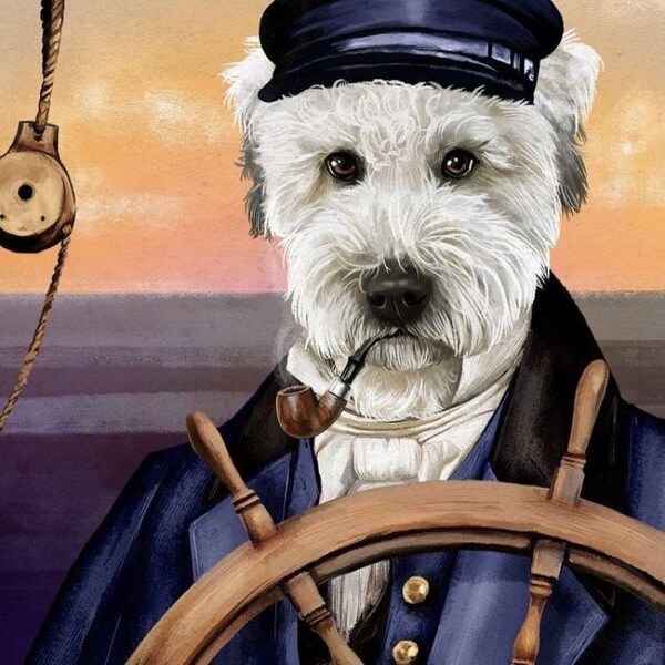 Sea Captain, Pet Portrait, Custom Pet Portrait, Royal Pet Portrait, Pet ...
