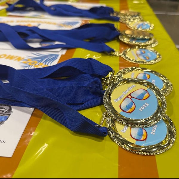Gold Medal With Summer Theme Insert. Includes Free Neck Ribbon and ...