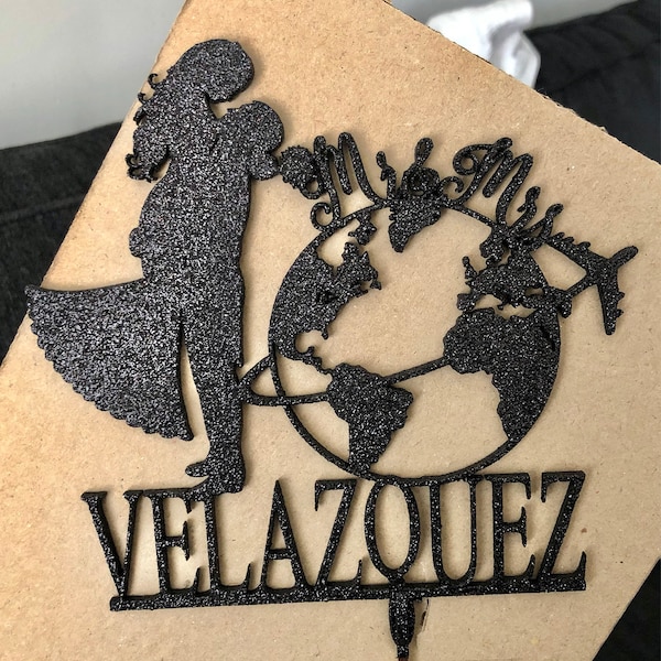 Travel Wedding Cake Topper Personalized Travelling Themed Cake Topper ...