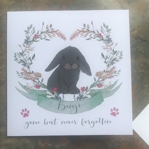 PERSONALIZED Pet Loss Card, Rabbit Sympathy Card, Rabbit Memorial Card ...