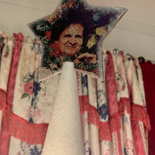 CUSTOM Tree Topper on Black Glitter Base - Etsy