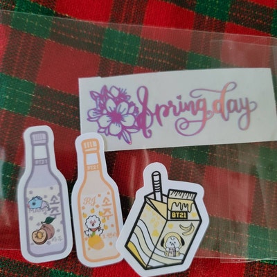 BTS spring Day Holographic Vinyl Decal Handlettered Kpop Laptop Decal ...