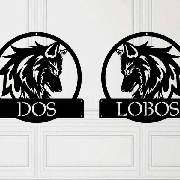 Personalized Wolf Monogram Metal Sign Art, Custom Wolf Monogram Metal ...