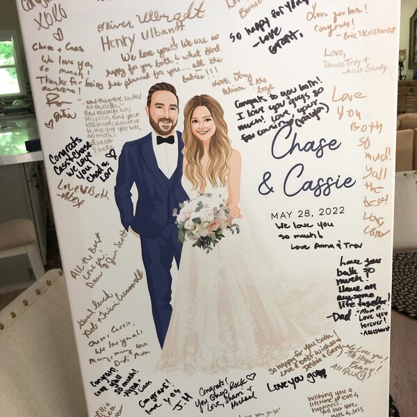 Wedding Guest Book Alternative - Canvas Guest Book - Illustration ...