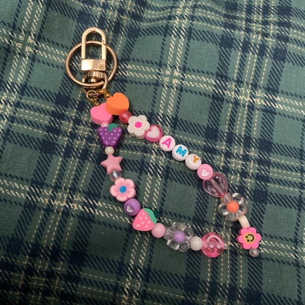 Custom Beaded Keychain Personalized Y2K Keychain Bag Charms Colorful ...