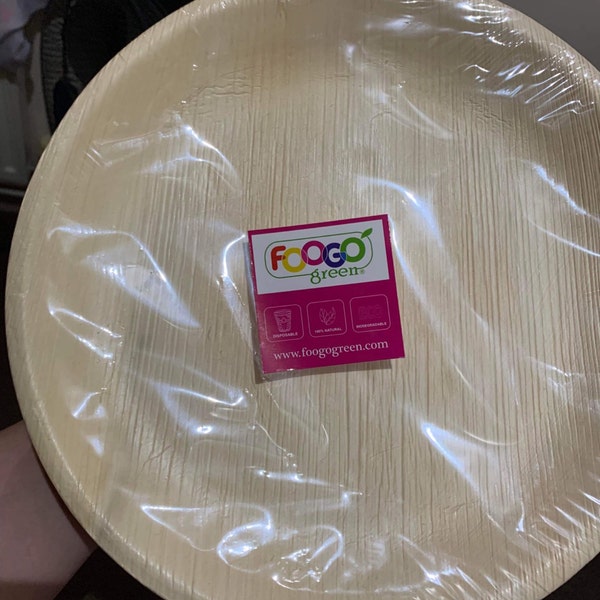 FOOGO Green Disposable Palm Leaf Plates 1025cm Large Round Eco Friendly ...