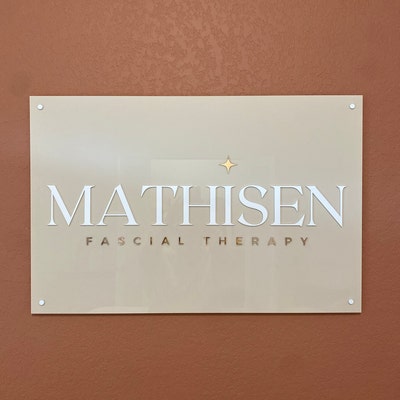 Personalized Round Acrylic Business Sign With Golden Edges and - Etsy