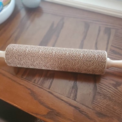 No. R103 BOHO-CHIC STYLE 3, Rolling Pin, Embossed Rolling Pin, Engraved ...