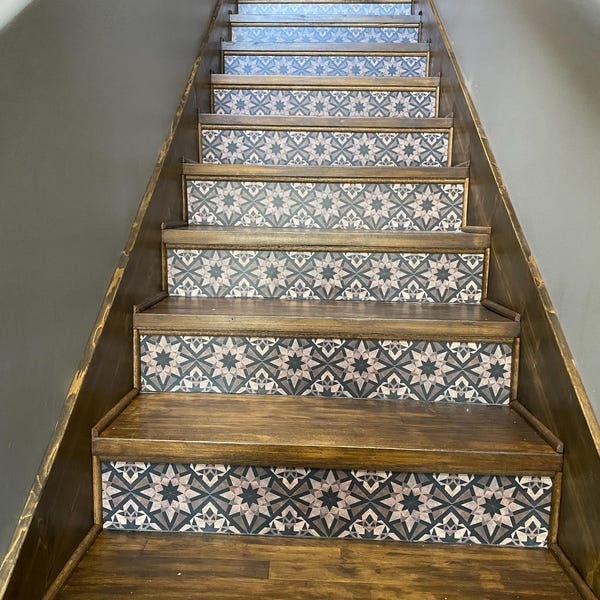 Moroccan Tile Pattern,stair Riser Stickers,peel and Stick Stair Riser ...