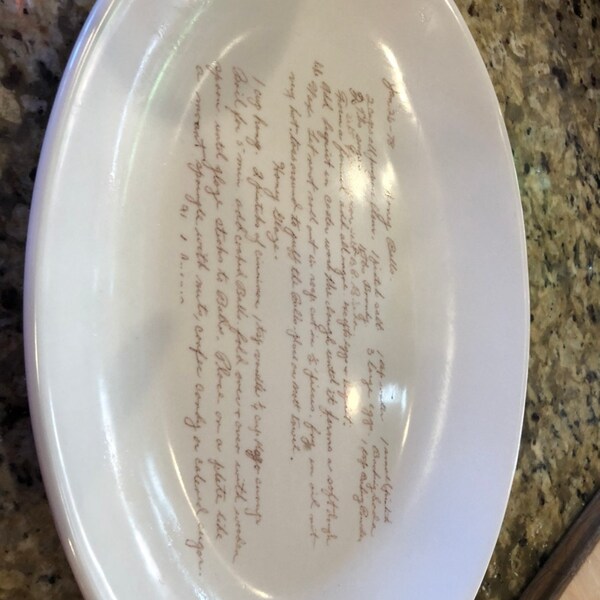 Engraved Plate With Your Grandmas Handwritten Recipe Displayed, Unique ...