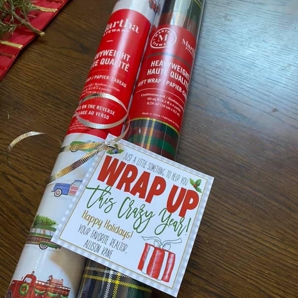 Christmas Wrapping Paper Gift Tag, Wrap up This Crazy Year, 2020 ...