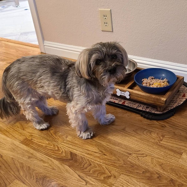Custom Dog Bowl Feeding Stand | Personalized Breed Dog Feeder | Dog ...