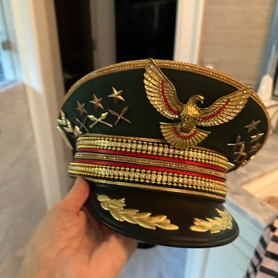 Burning Man Captains Hat: Crystal Encrusted Lion Duo Focal. WWII ...