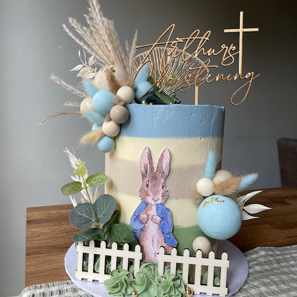 Farm Yard Barn Theme Cake Topper Set - Picket Fence, Tractor, Name Cake ...