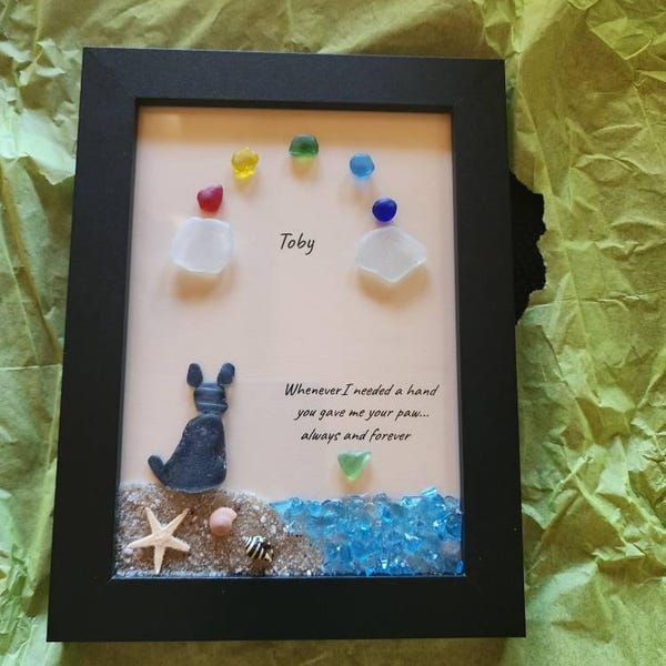 Sea Glass Dog (or Cat) at the Rainbow Bridge, Sea Glass Art, Handmade ...