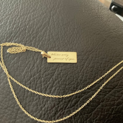 14K Solid Gold Handwriting Necklace Personalized Jewelry Necklace ...