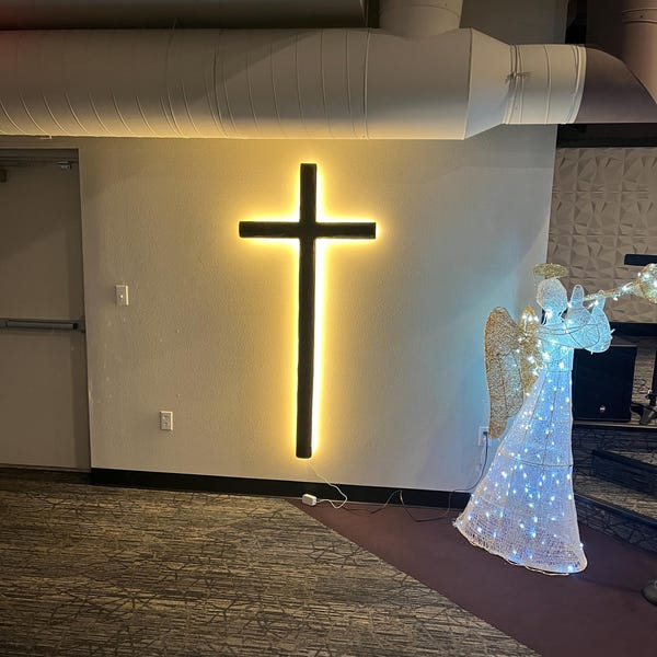 4' Backlit Wood Cross Easter Christian Wood Cross LED Backlighted ...