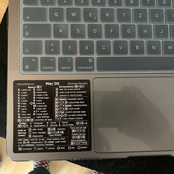 Mac OS Reference Keyboard Shortcut Sticker Laminated No-residue Vinyl ...