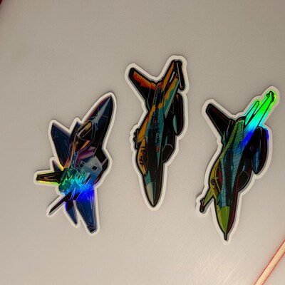 Holo F-16 Red White & Blue USA Jet Stickers Holographic Shiny Military ...