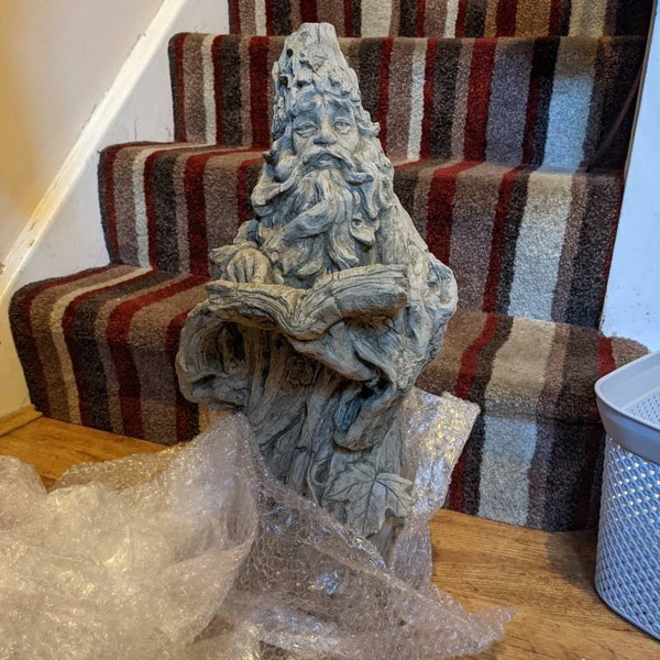 Stone Garden Tree Wizard Hand Cast Statue Ornament - Etsy UK