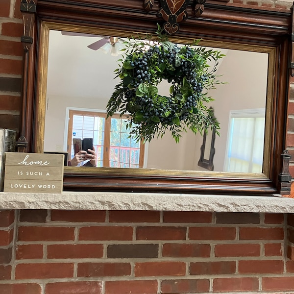 Blue Berry Wreath for Spring Winter Home Decor Candle Ring Tabletop ...