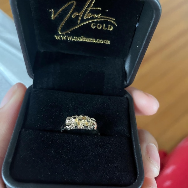 10k & 14k Solid Gold Vintage Nugget Smashing Band Ring Gift for Men ...