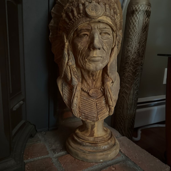 Solid Rock Stoneworks Native American Indian Chief Bust Statue – 24 ...