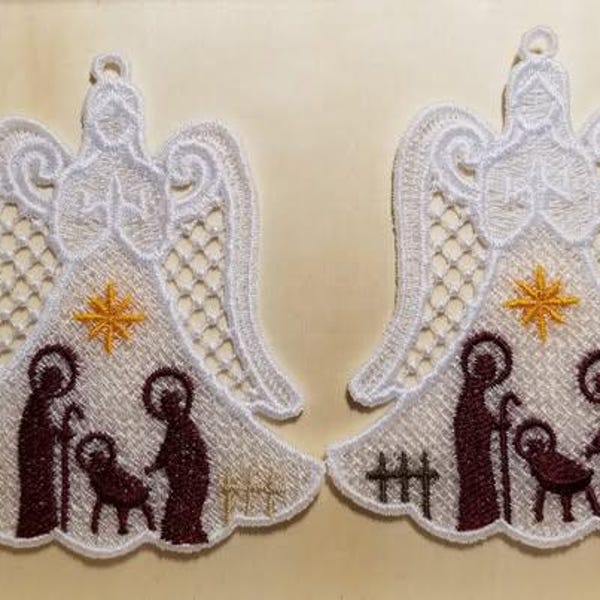 FSL Nativity Ornament Angel - Free Standing Lace Machine Embroidery ...