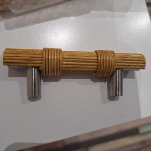 Boho Rod Drawer Pull , Dark Oak Rattan Handle, Wicker Drawer Pull ...