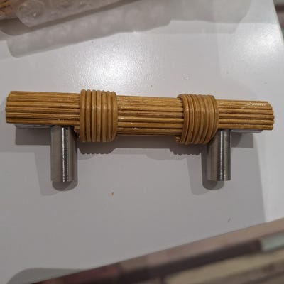 Boho Rod Drawer Pull , Dark Oak Rattan Handle, Wicker Drawer Pull ...