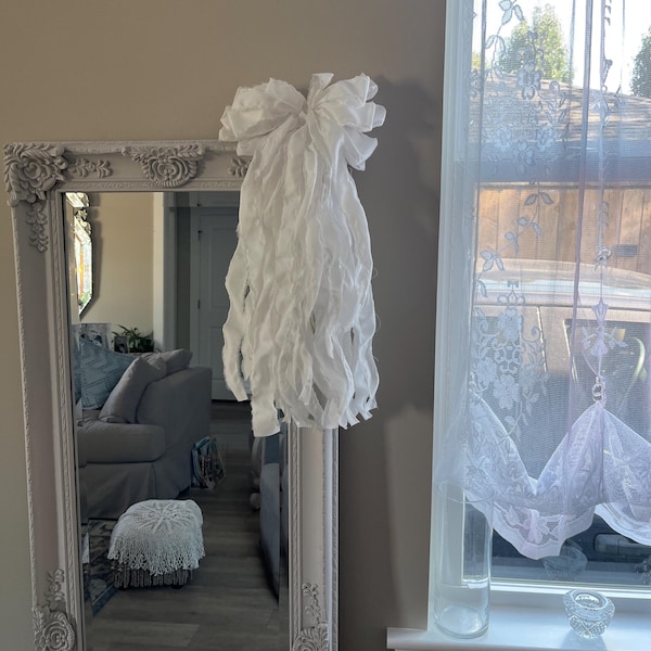 Rag Bow Pink Cotton Fabric Bow Country Cottage Wedding 9" X 18" - Etsy