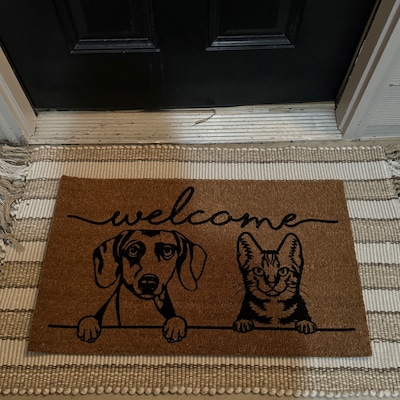 Personalized Dog and Cat Gift, Welcome Mat Cats and Dogs, Custom Dog ...