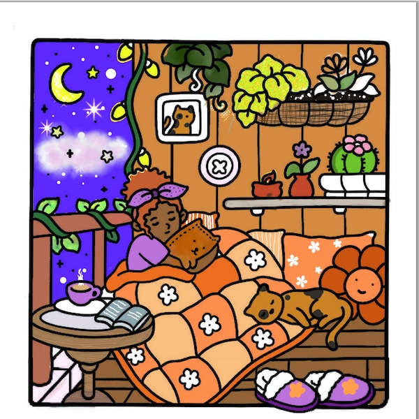 Bold & Easy Cozy and Cute Digital Coloring Book 50 Pages Instant ...