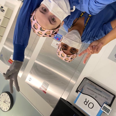 Skeleton Skull Modern Surgical Scrub Cap With Buttons, Nurse Cap ...