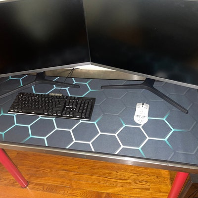 Blue Hexagons Desk Mat Geometric Pattern Mouse Pad Mouse - Etsy