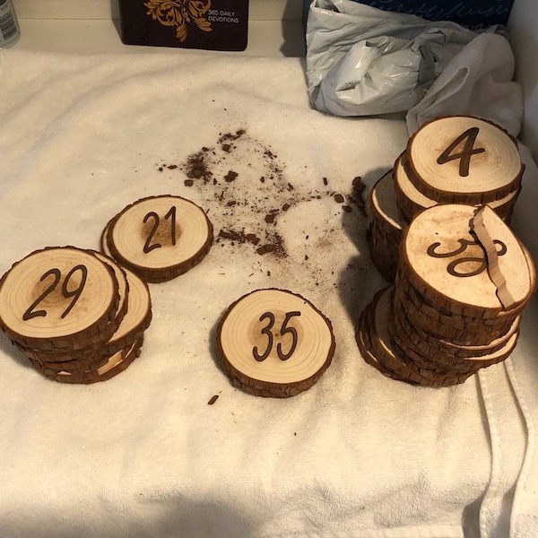 Farmhouse Wedding Table Decor Rustic Wedding Table Numbers Wood Slice ...