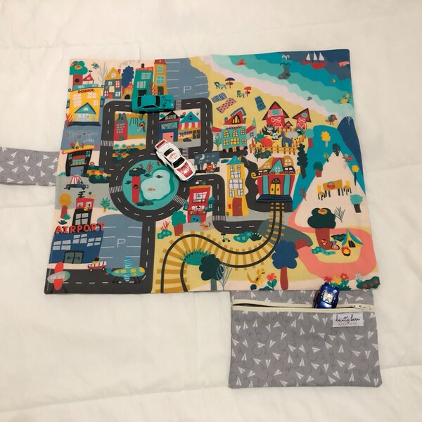 Race Track Travel Car Mat - Fold up Car Mat - Travel Toy -travel Game ...