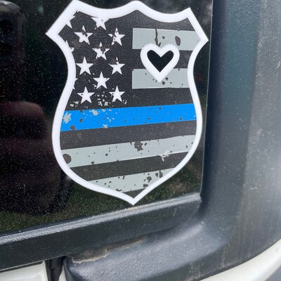 Thin Blue Line LEO American Flag Badge Vehicle Decal. Vinyl Decal. Law ...
