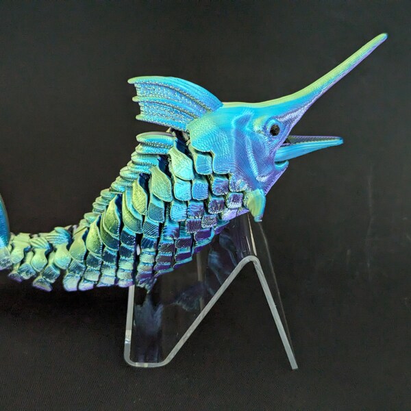 Marlin Fish Wall Decor, 3D Printed Articulated Fish, Fishing Cabin ...