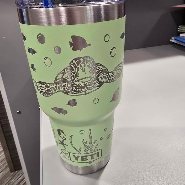 Sea Turtle Engraved YETI Tumbler,laser Engraved Sea Turtles,sea Turtle ...
