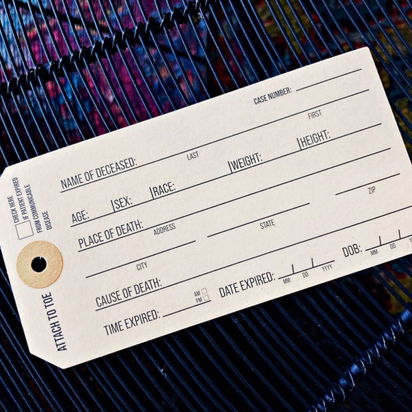 10 Blank Toe Tags / Mortuary Cards - Etsy