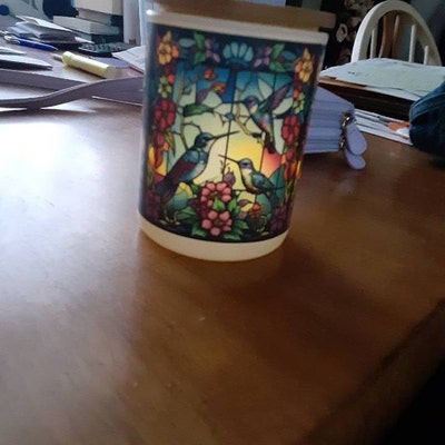 Hummingbird Stained Glass Designed Battery Operated Tea Light Holder - Etsy